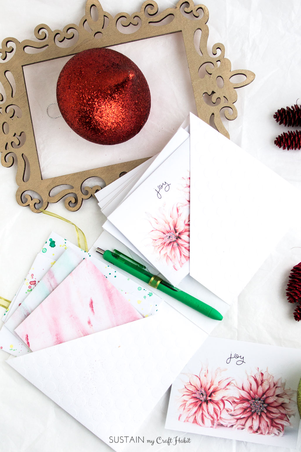 Free Printable DIY Christmas Cards: Floral Joy – Sustain My Craft Habit