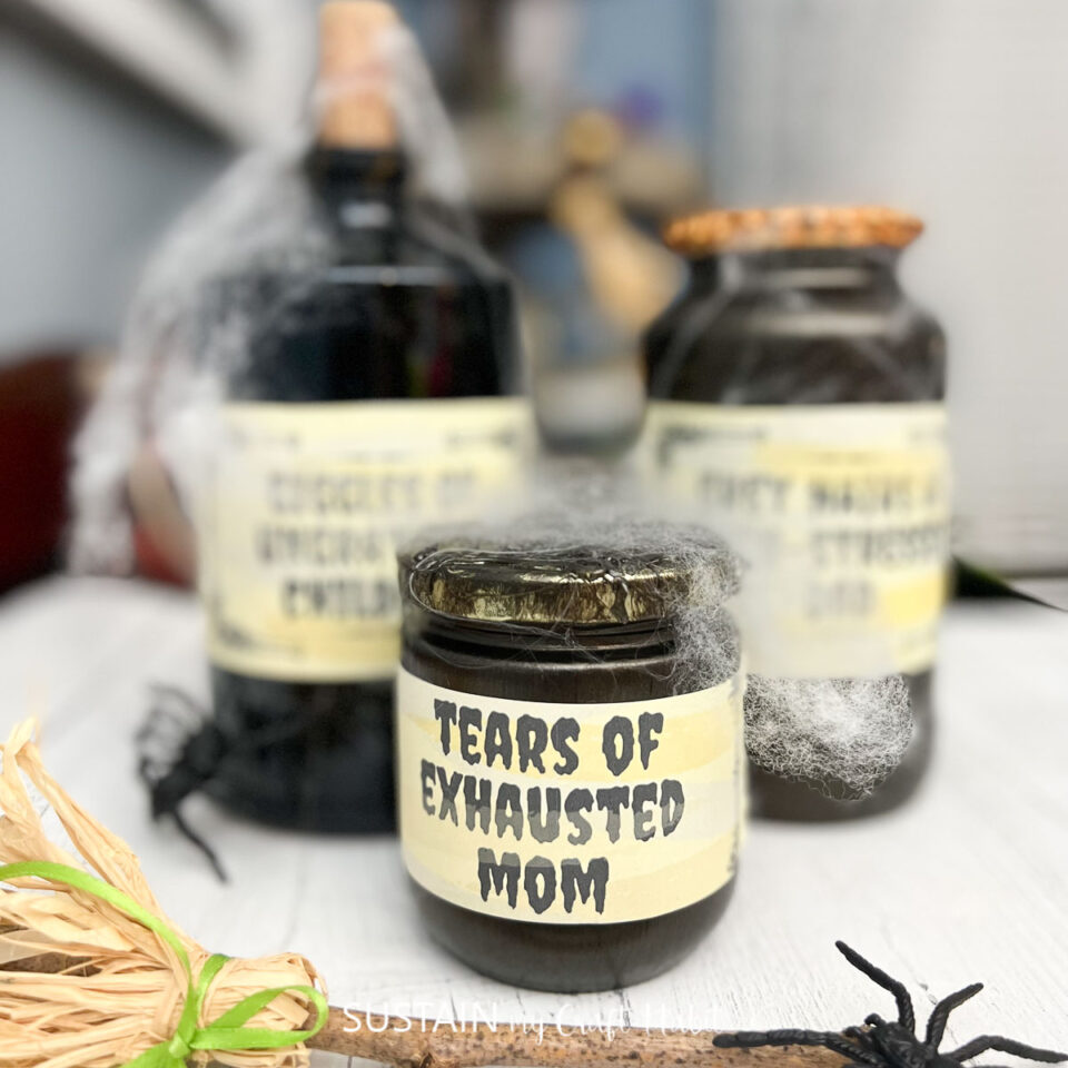 Punny Witch Potion Jars (with free printable) – Sustain My Craft Habit