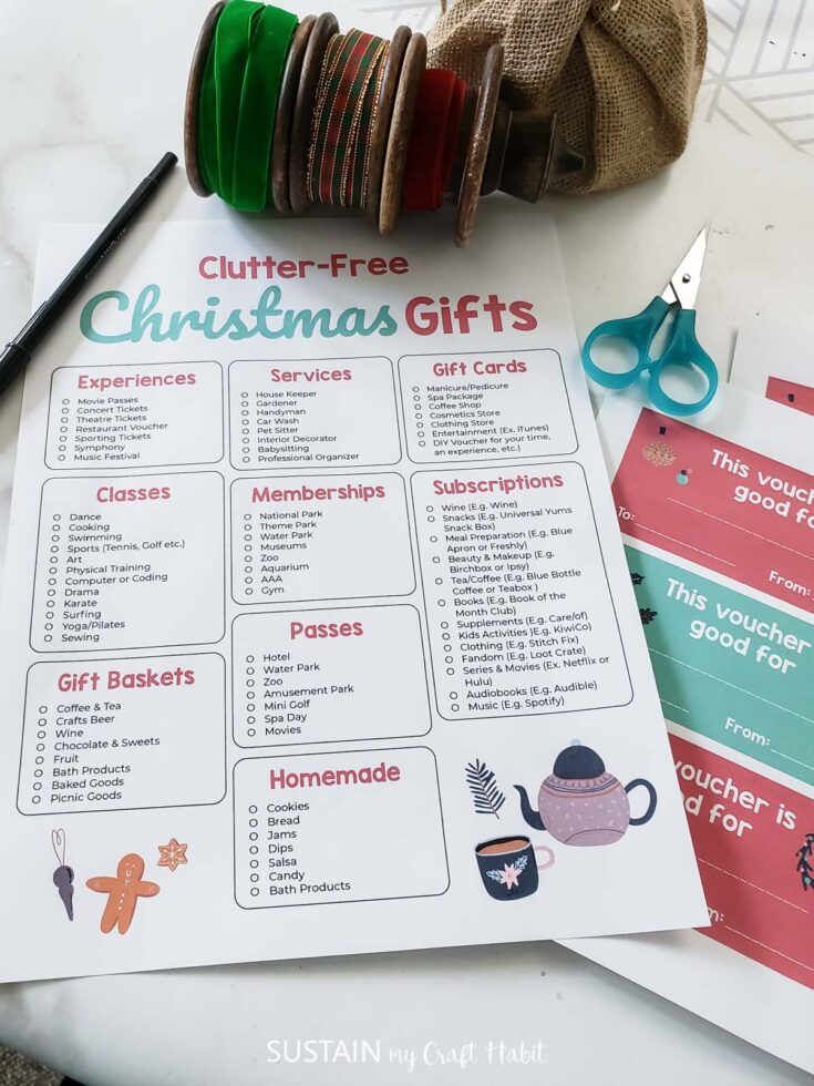 Creative Clutter Free Christmas Gifts (Free Printables) – Sustain My ...