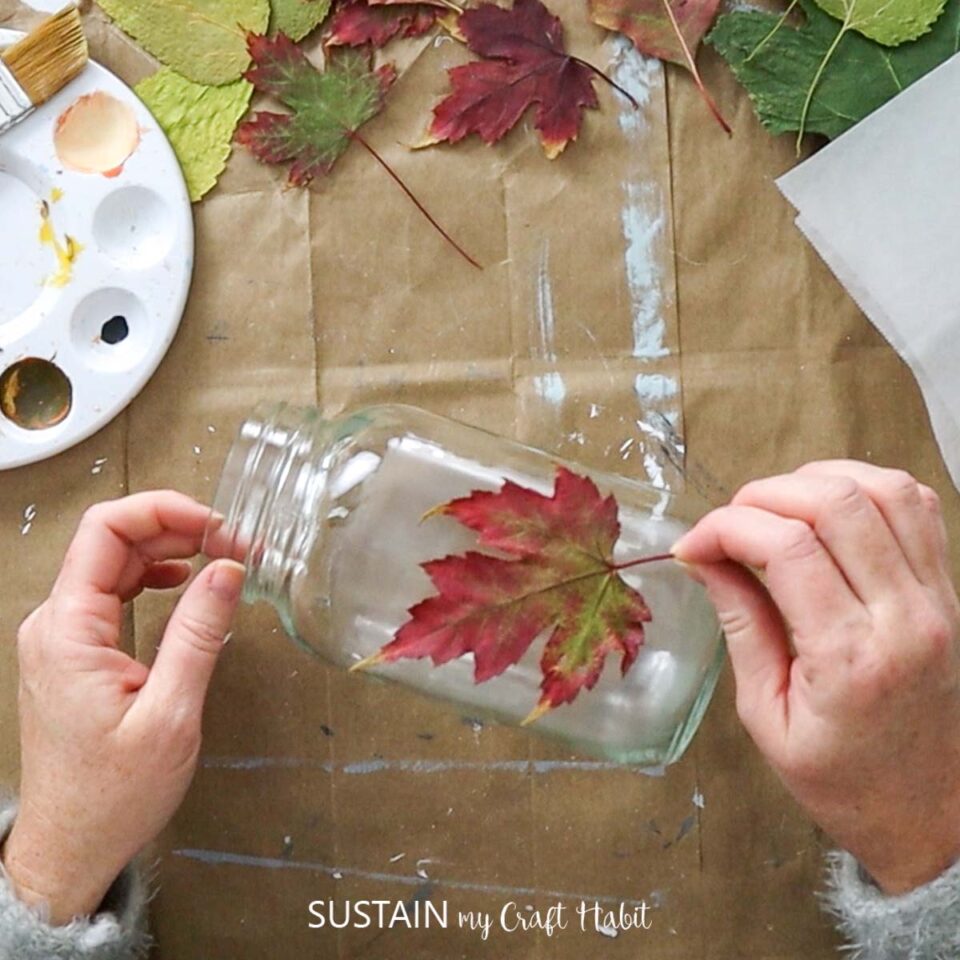 Mod Podge on Glass Jars - Fall Leaf Luminaries – Sustain My Craft Habit
