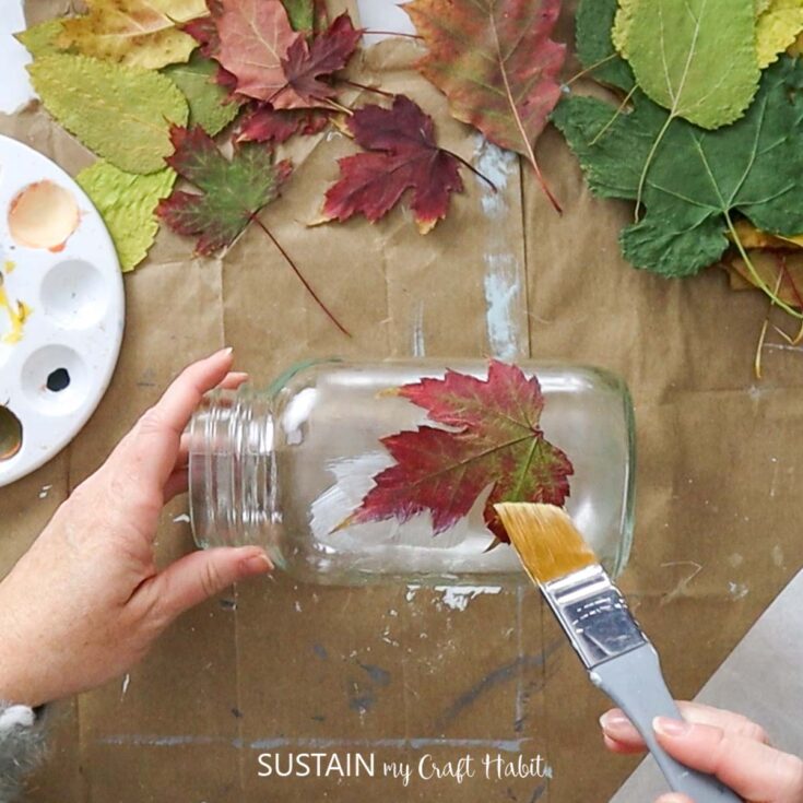 Mod Podge on Glass Jars - Fall Leaf Luminaries – Sustain My Craft Habit