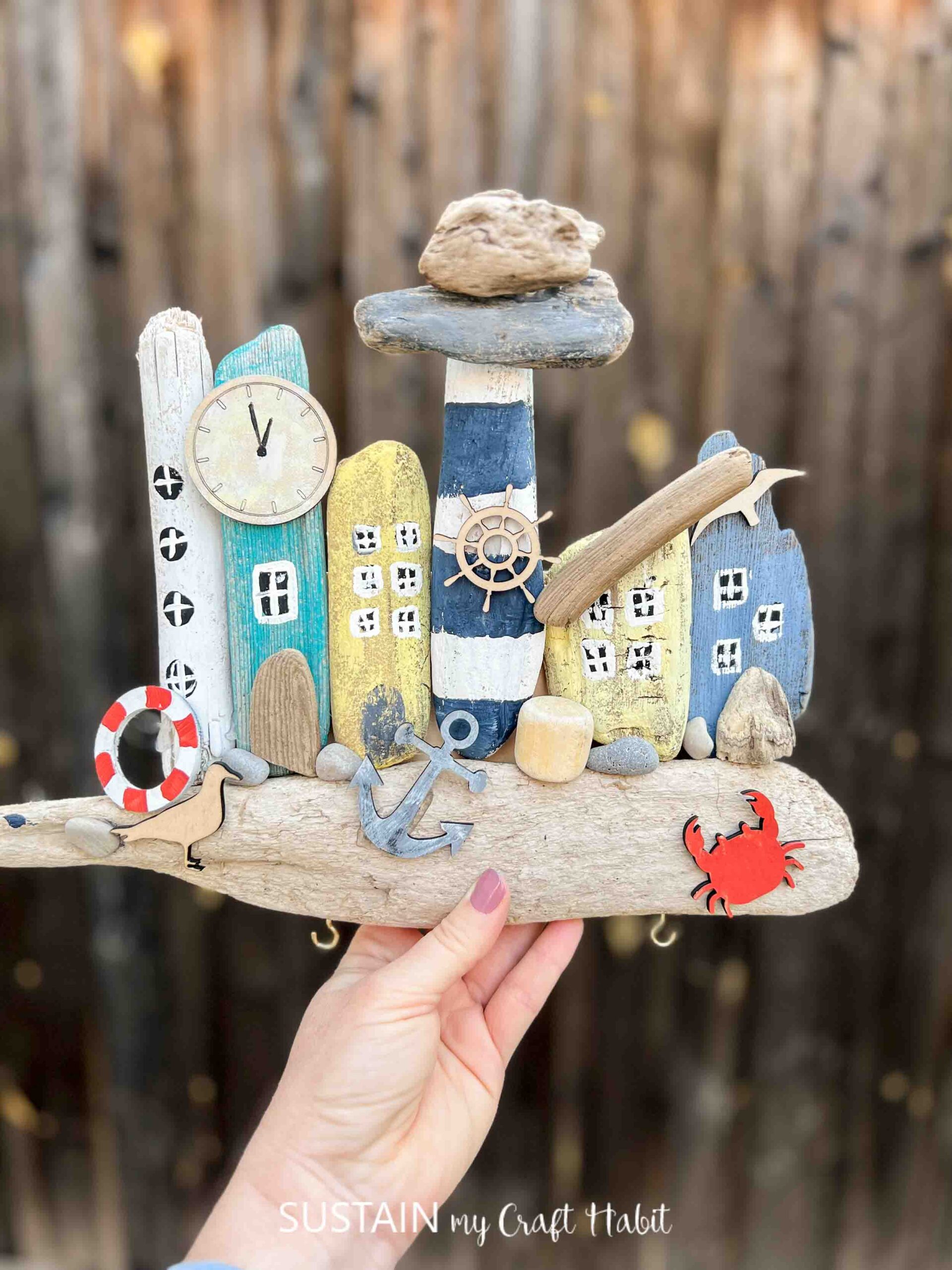 Colorful Beachy Driftwood Village Craft – Sustain My Craft Habit
