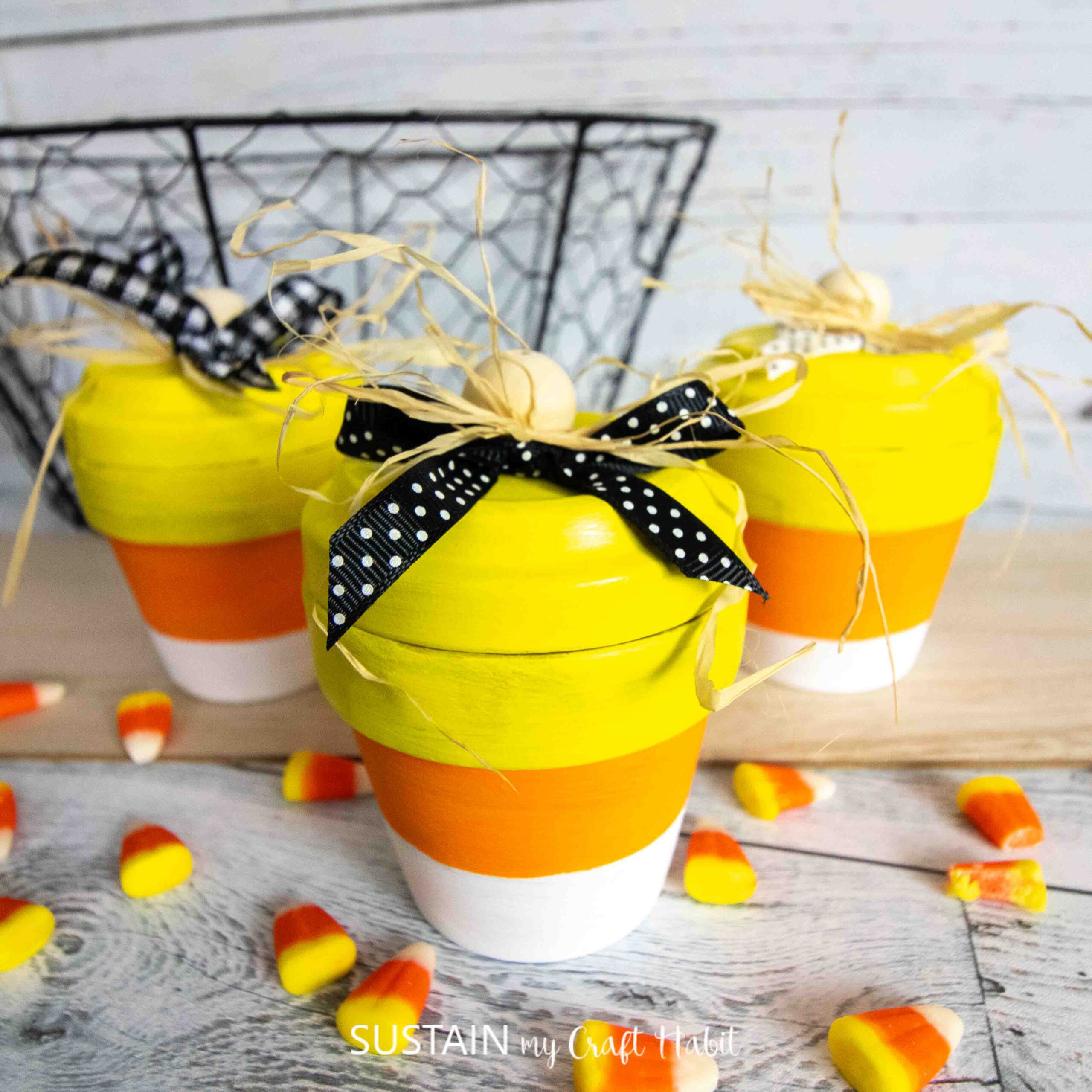 Candy Corn Craft with Clay Pots