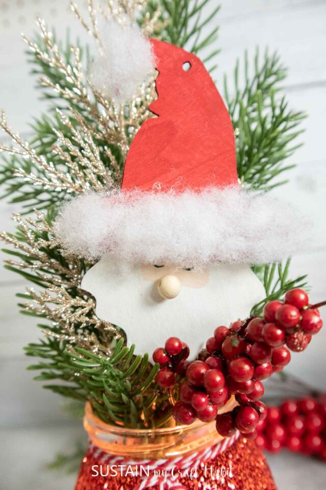DIY Santa Planter Pick with Dollar Tree Wood Cutout