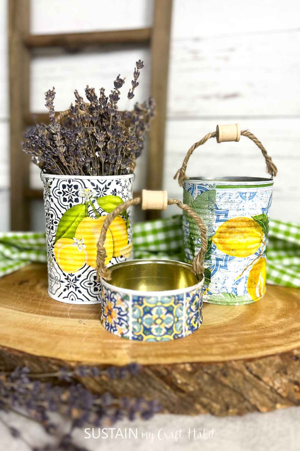 Tin Can Napkin Decoupage Idea – Sustain My Craft Habit